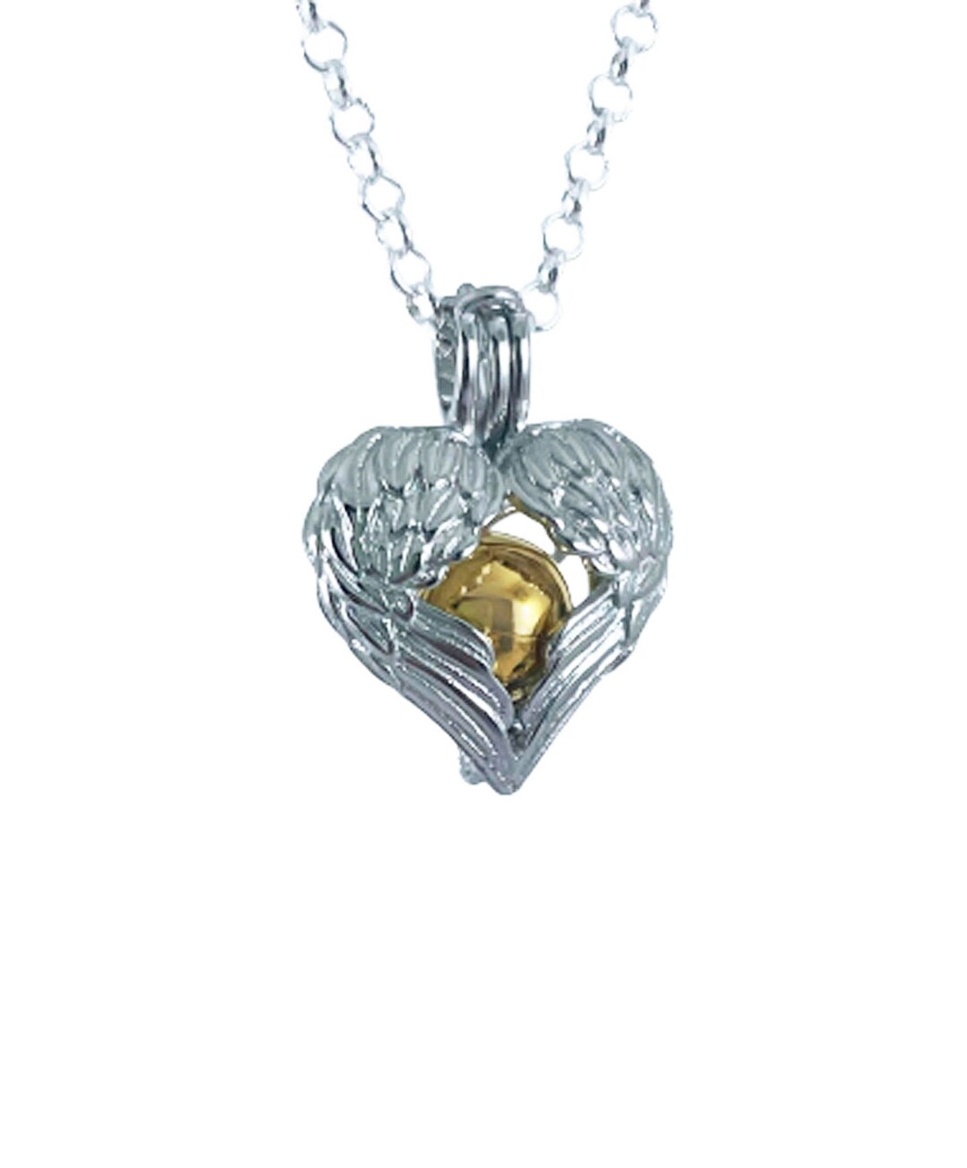 Sterling Silver Angel Wings Cage Locket Cremation Memorial Keepsake Urn ...