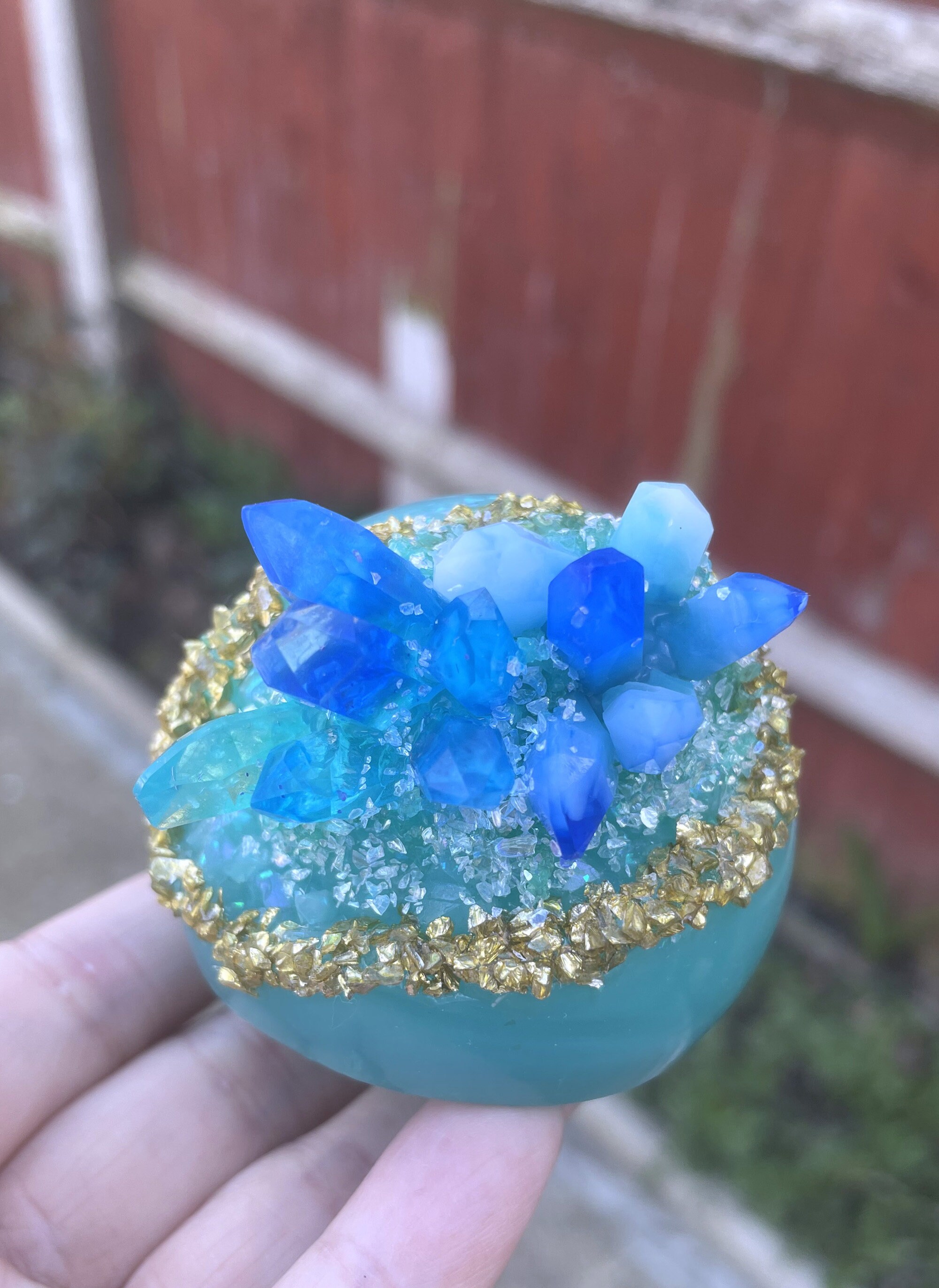 Cyan Geode Crystal Cluster 60mm Sphere Funeral Cremation Urn | Etsy