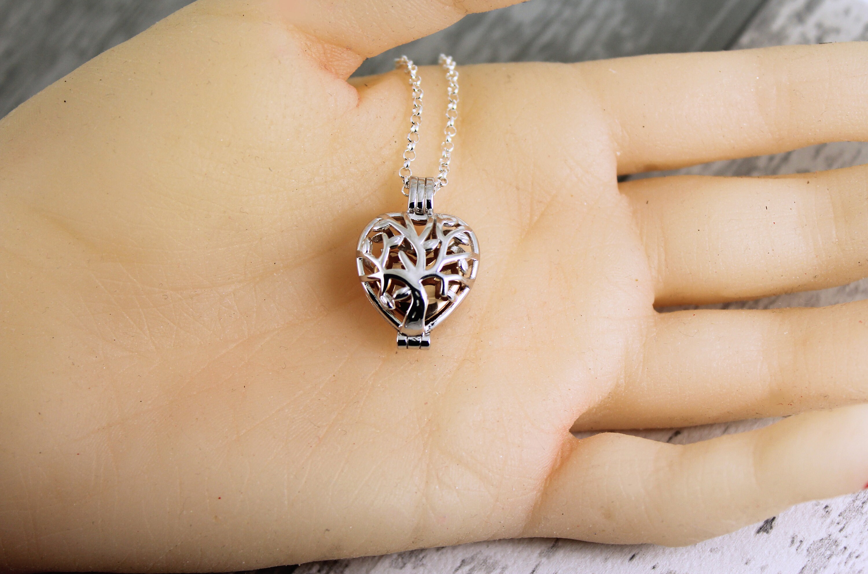 Sterling Silver Tree of Life Heart Cage Locket Cremation | Etsy