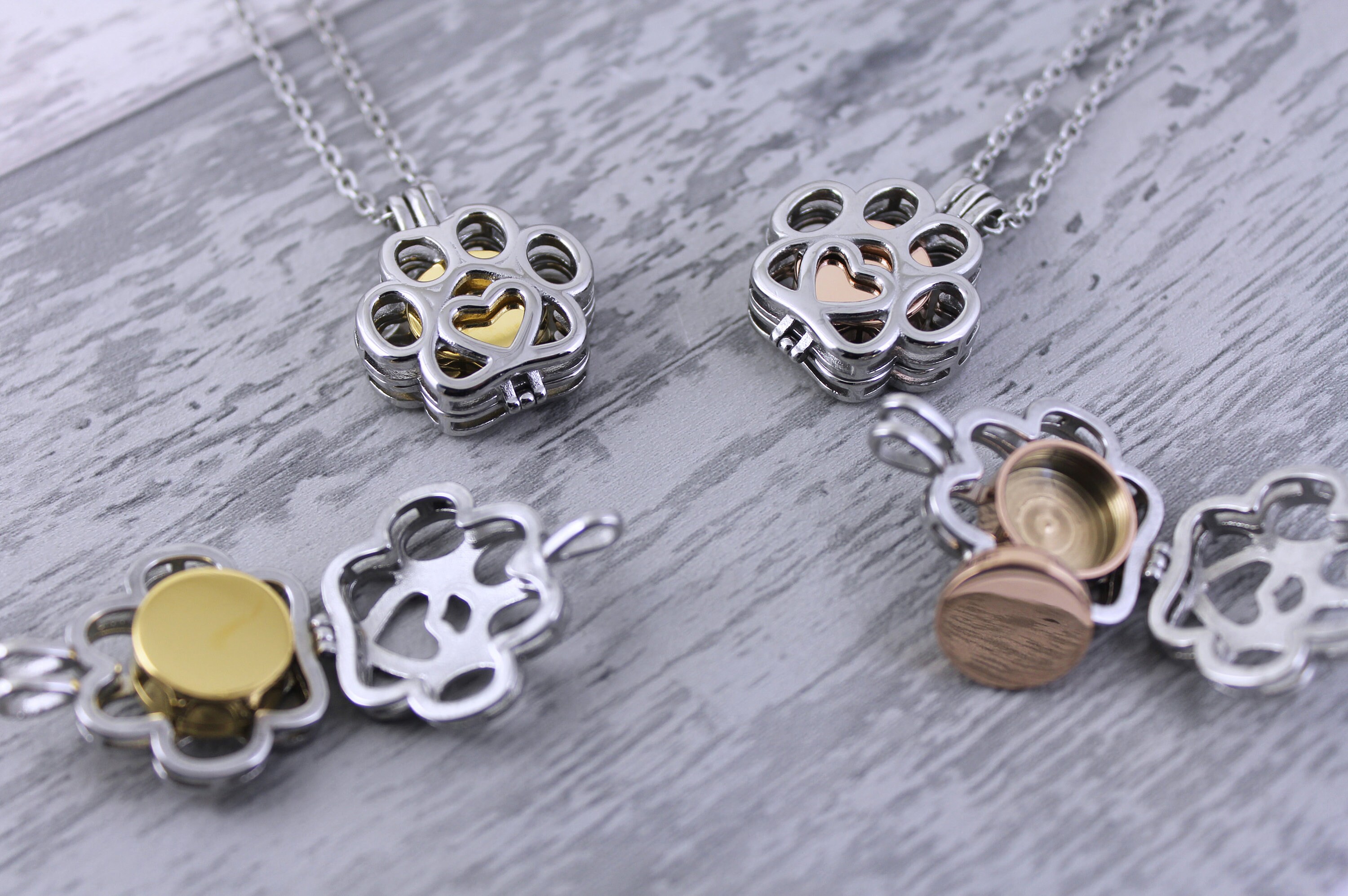 Pet Paw Cage Locket With Inner Gold Capsule Cremation Memorial - Etsy