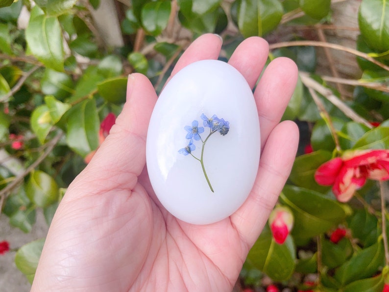 Forget Me Not Pebble Pocket Urn, Memorial Ashes Keepsake Mini Urn, Palm ...