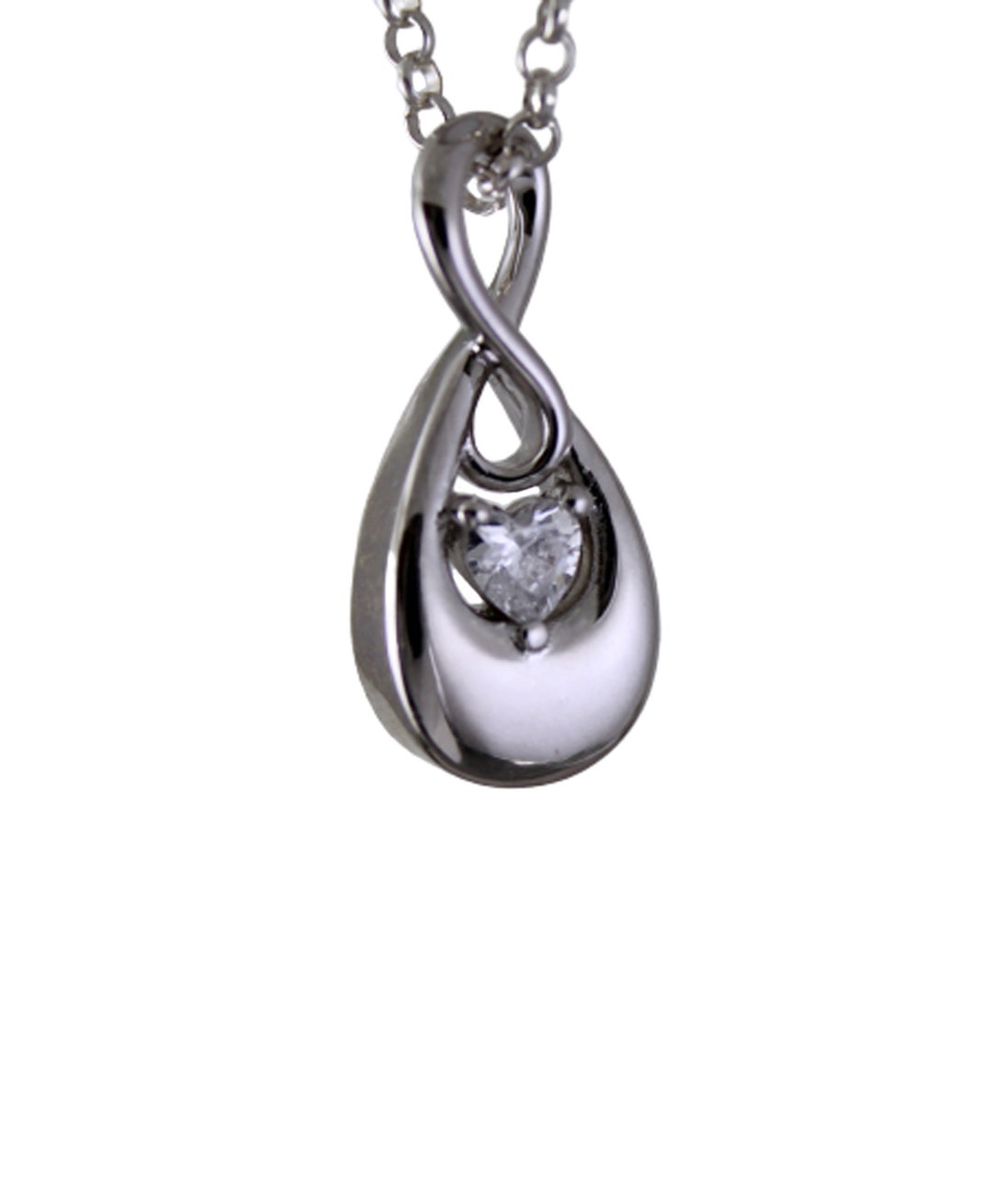 Sterling Silver Infinity Heart Teardrop Cremation Memorial Keepsake Urn ...