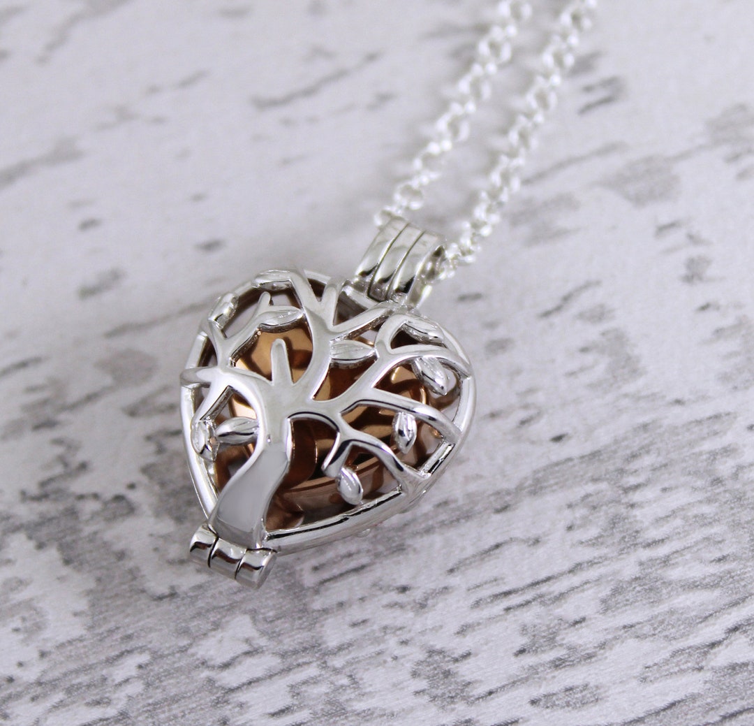 Sterling Silver Tree of Life Heart Cage Locket Cremation Memorial ...