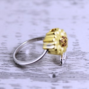 Sterling Silver Gold Sunflower Cremation Memorial Keepsake Urn Ring ...
