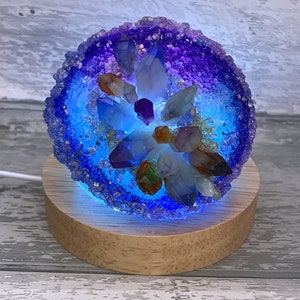 Galaxy Colors Geode Quartz Cluster 80mm Large Sphere Funeral Cremation ...
