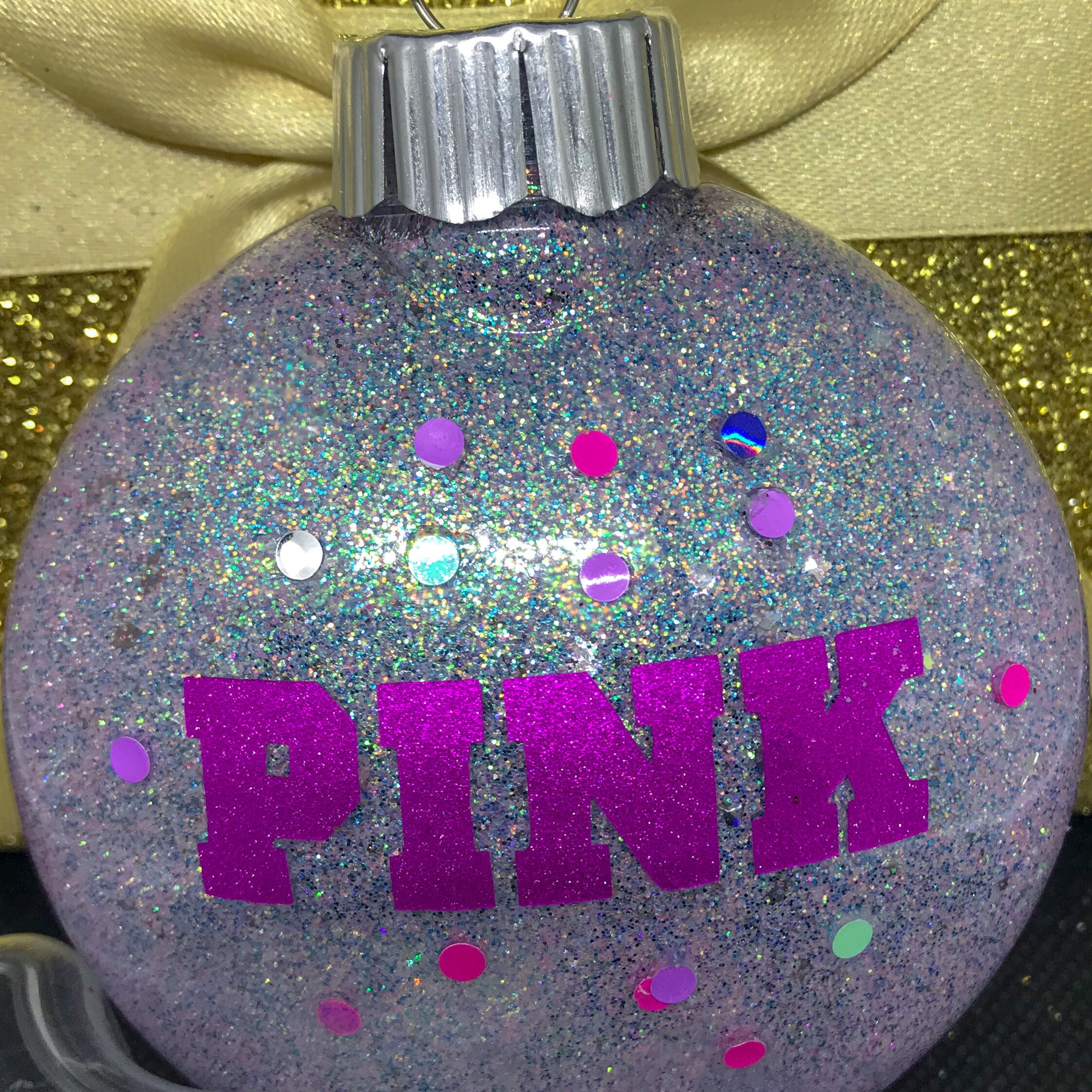 Pink Glitter Ornament - Etsy