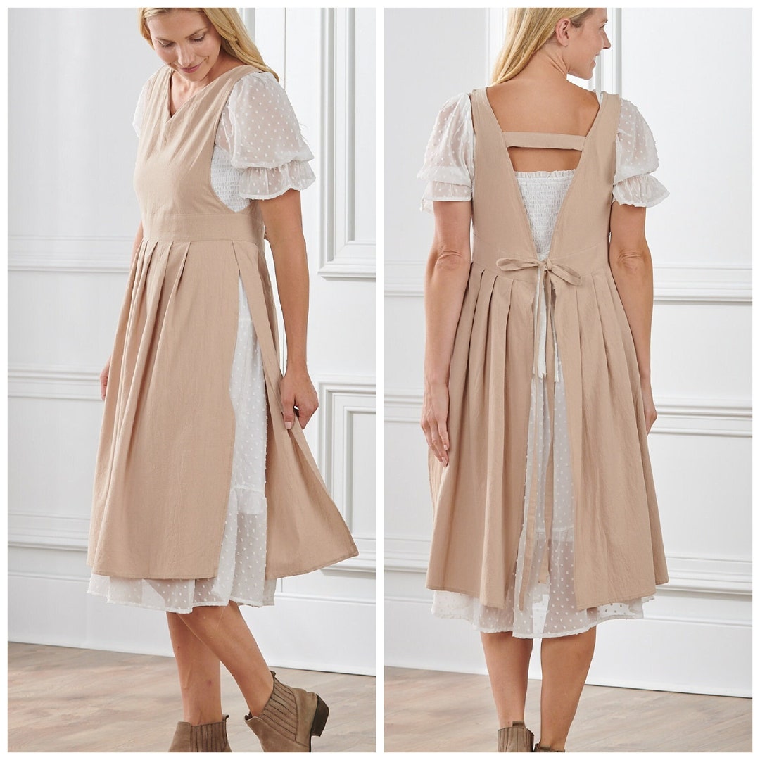 Pinafore Apron-linen Cotton Beige Apron-women Apron Dress,adjustable ...