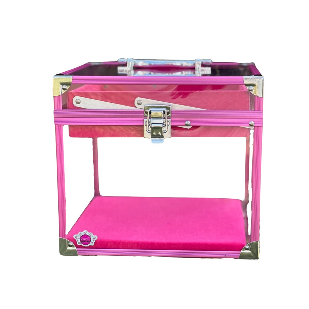 Pageant Pink Crown Box With Sash Tray Clear Travel Case Tiara Gift - Etsy