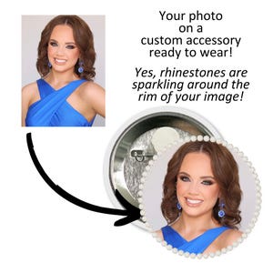Custom 3" Bling Magnetic Button: Pageant Sports Gift Photo Bottle Cap ...