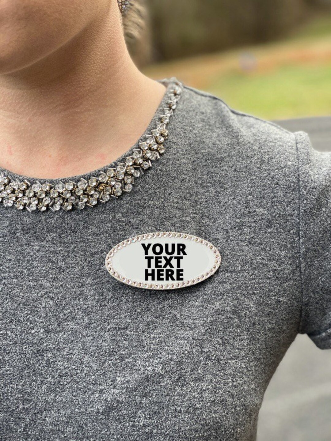 Custom Bling Magnetic Name Tag With Crystals - Etsy