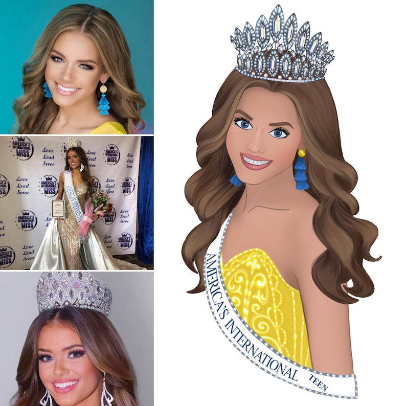 Custom Queen Portrait: Design Illustration Art Canvas Pageant Title ...