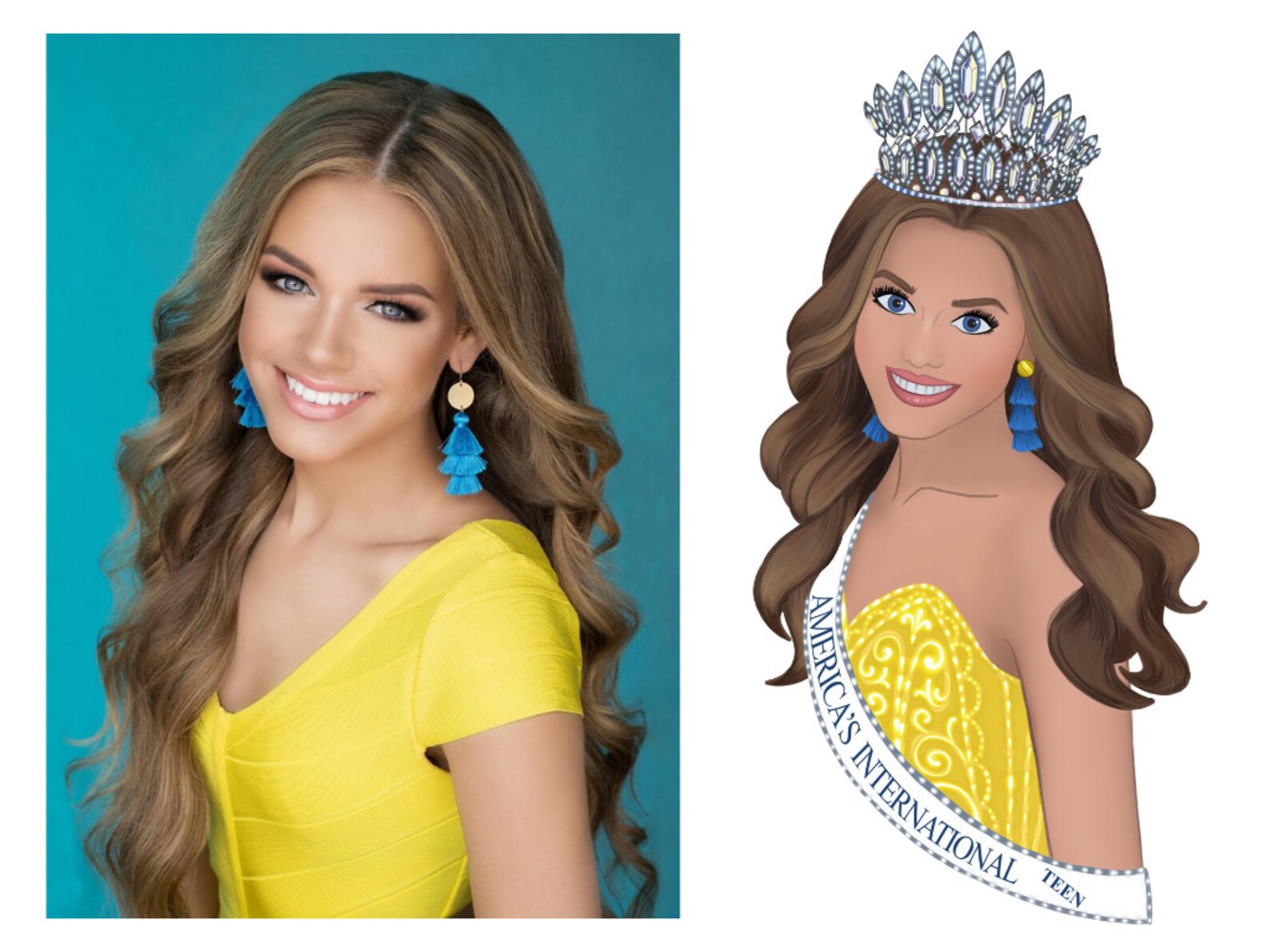 Custom Queen Portrait: Design Illustration Art Canvas Pageant Title ...
