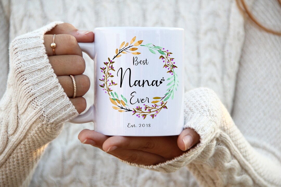 Best Nana and Nanny Personalised Mug, Nana and Nanny gold green purple ...