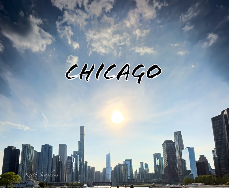 Chicago Skyline Postcard, Landscape Postcard, Digital Art Postcard - Etsy