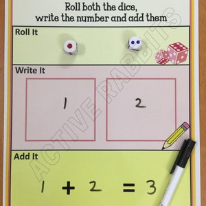 Fine Motor Activity, Math Dice Game, Quiet Book for Toddler, Preschool ...