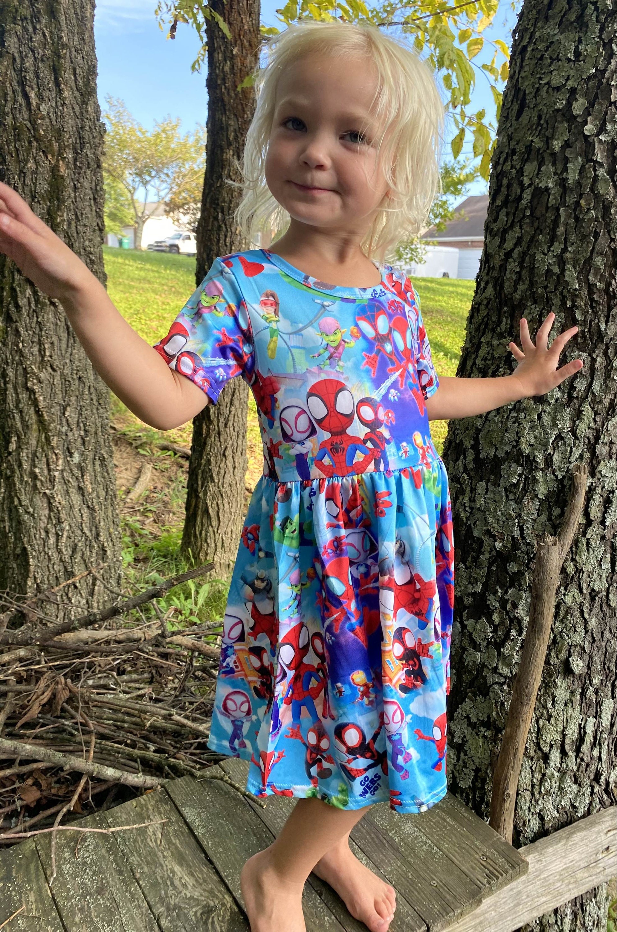 Character Heros Short Sleeve Girls Dress Party Dress - Etsy