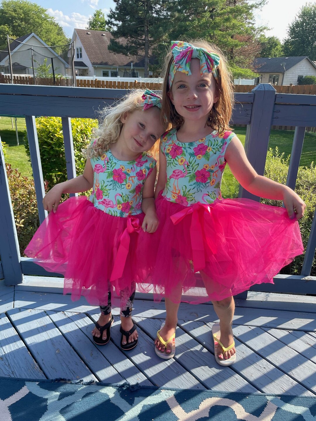 Little Girls Sleeveless Pink Flamingo Twirl Dress Kids Flamingo Dress ...