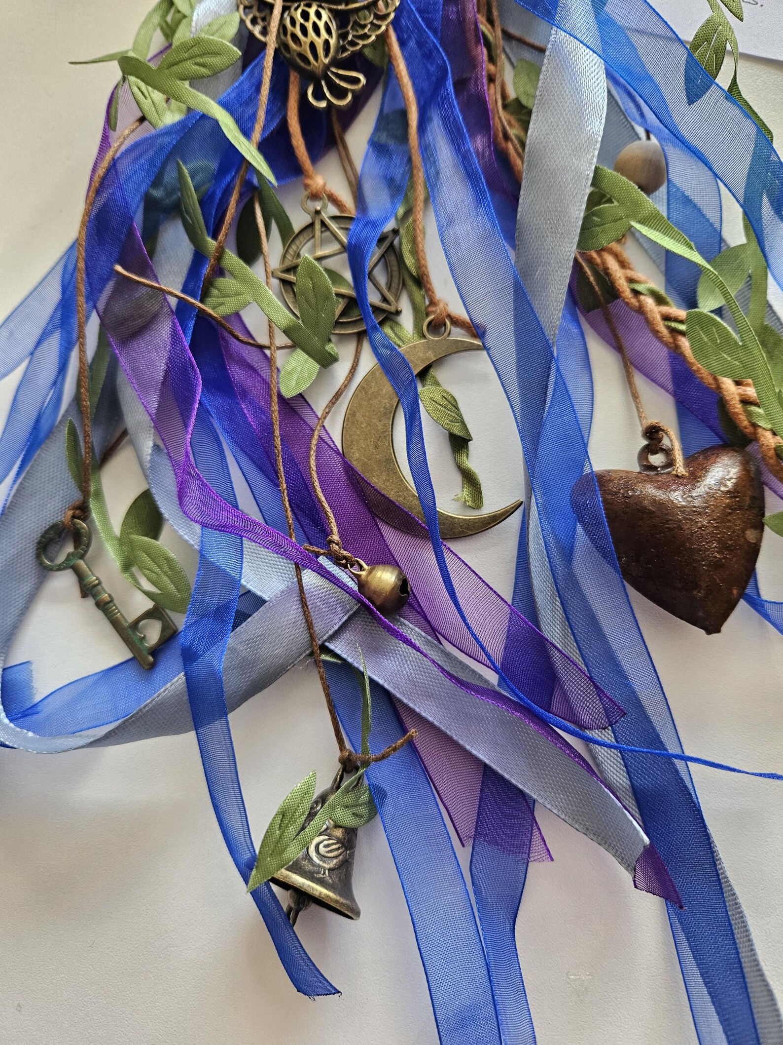 Wicca Owl Witches Bells: Blue Ribbon Woodland Home Protection - Etsy