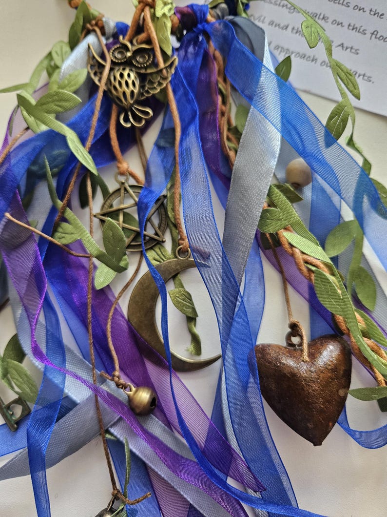 Wicca Owl Witches Bells: Blue Ribbon Woodland Home Protection - Etsy