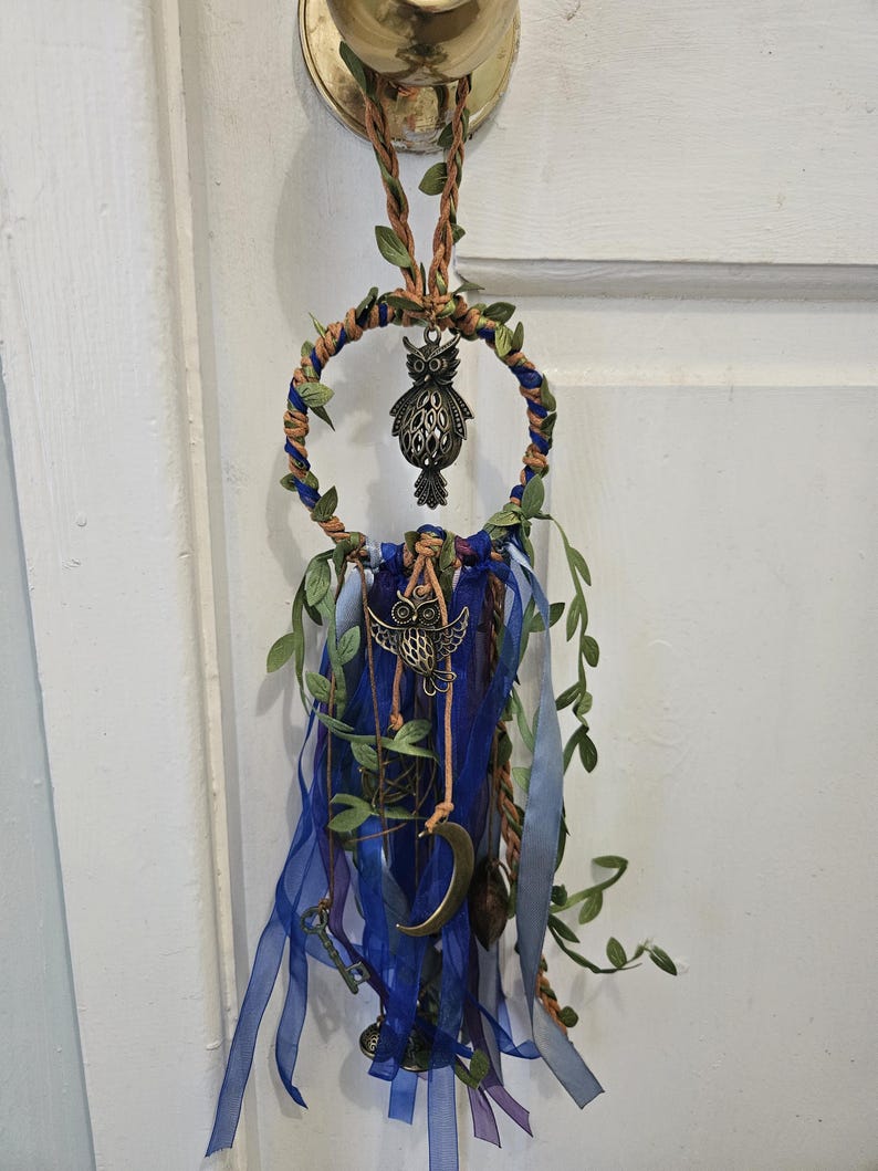 Wicca Owl Witches Bells: Blue Ribbon Woodland Home Protection - Etsy