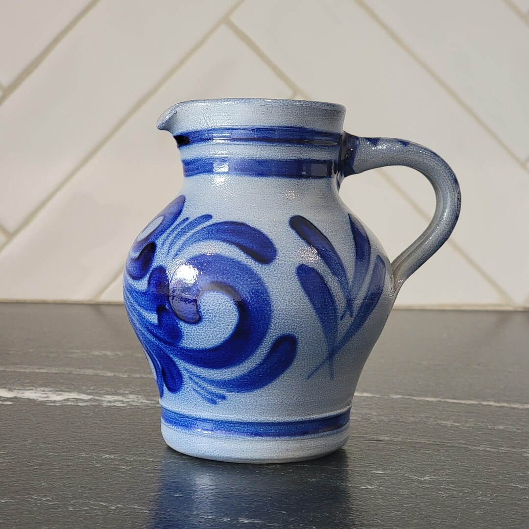 German Handarbeit 1/2L Glazed Colbalt Hand Painted Pottery Pitcher - Etsy