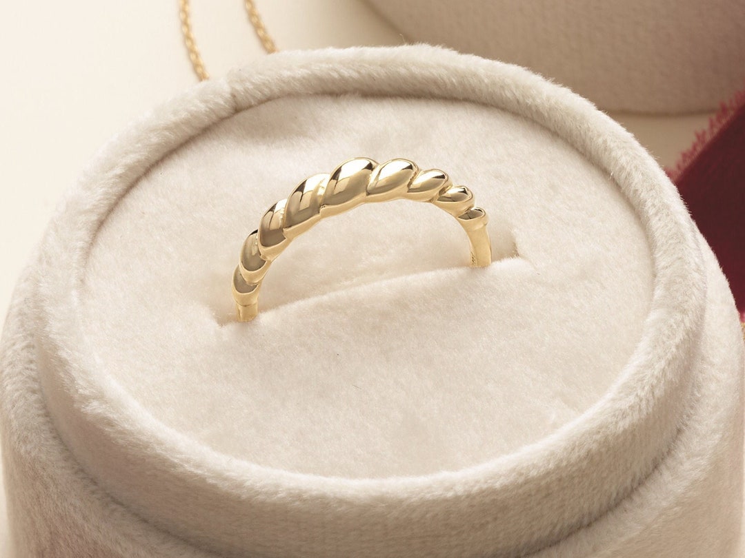 14K Gold Rope Dome Ring, Dome Rope Ring Gold, Twisted Rope Ring, 14K ...