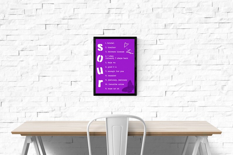 Olivia Rodrigo - SOUR Tracklist Poster Print (A4) - Etsy Australia