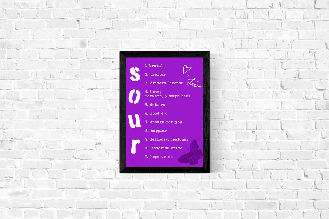 Olivia Rodrigo - SOUR Tracklist Poster Print (A4) - Etsy