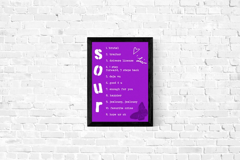 Olivia Rodrigo - SOUR Tracklist Poster Print (A4) - Etsy Australia