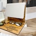 Personalized Wooden Book Valet: Reader Gift With Coffee Mug & Glasses ...