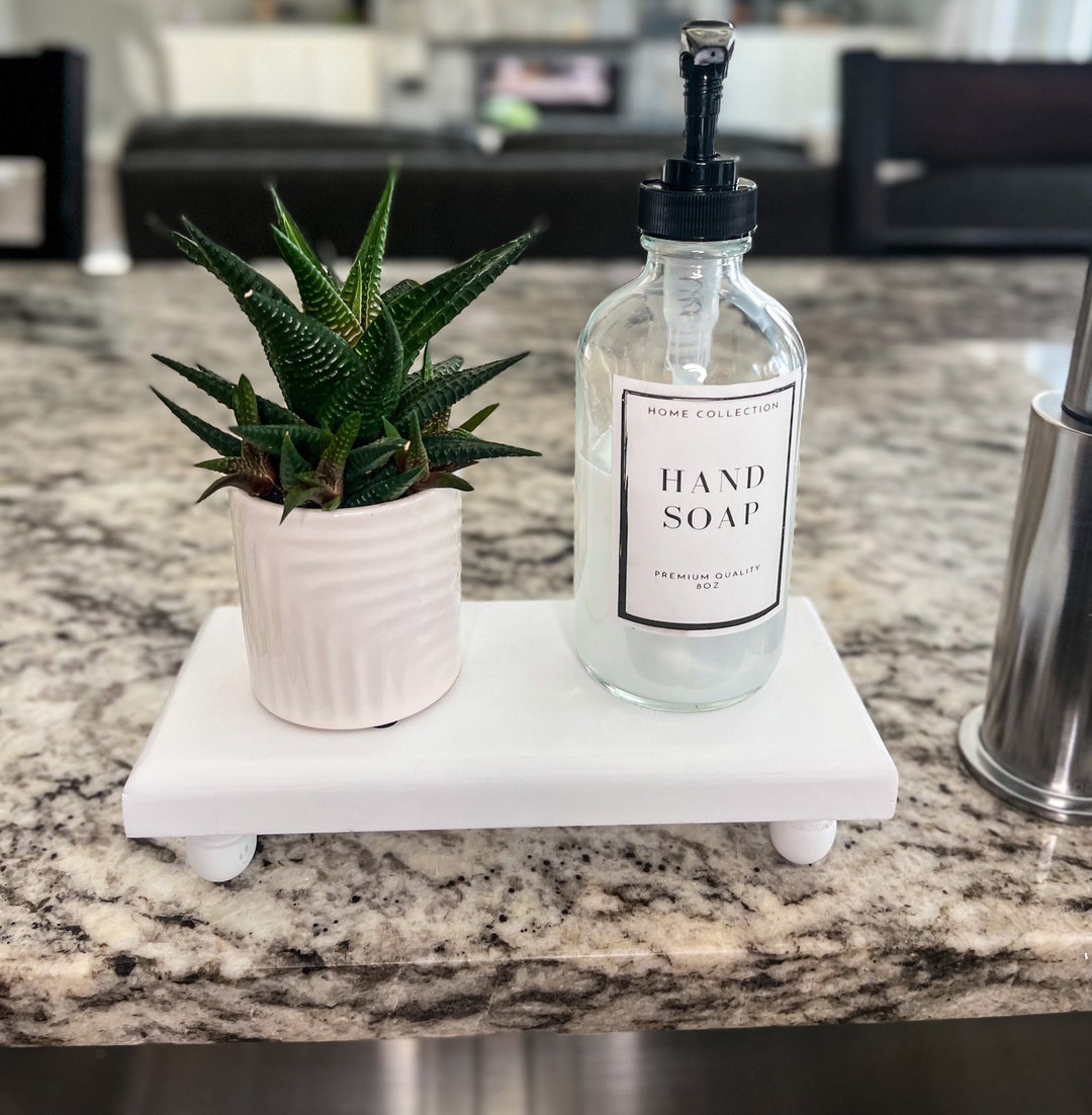 Wooden Riser, Small Sink Tray With Feet, Decorative Stand for Bathroom ...