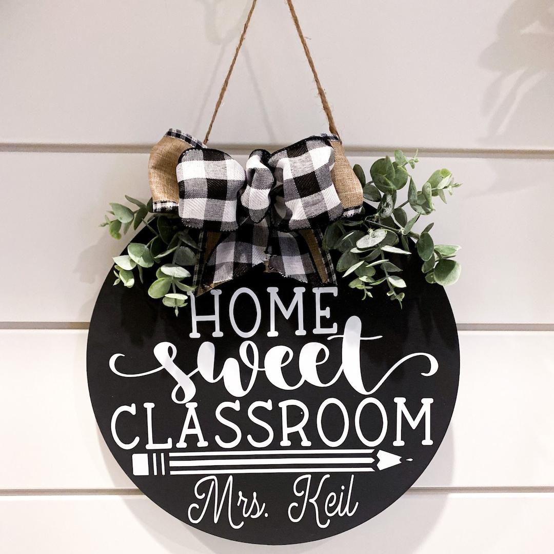 Personalized Teacher Sign: Farmhouse Classroom Door Hanger - Etsy