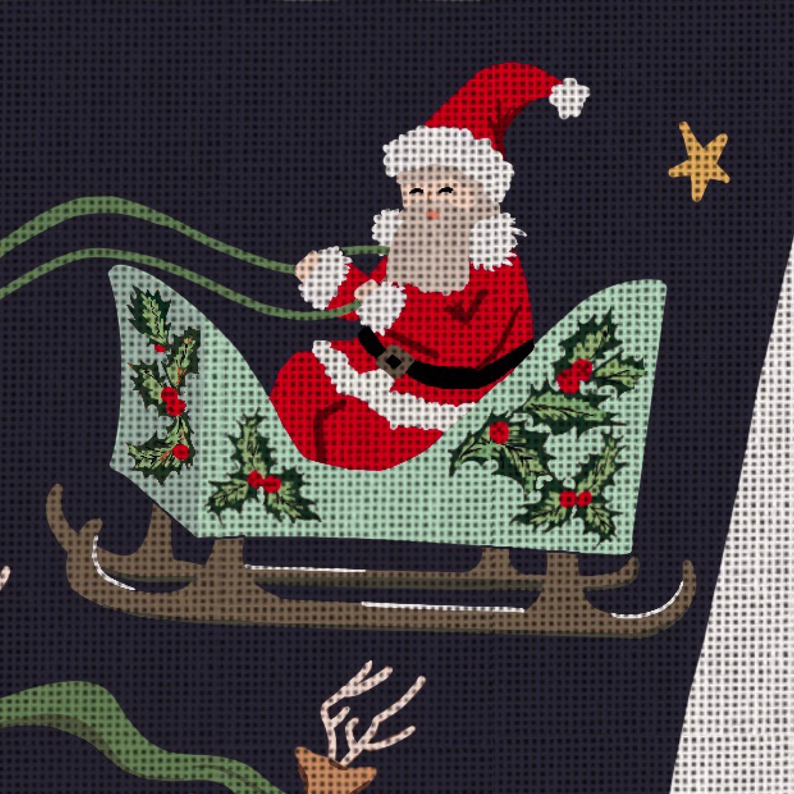 Santa's Flight Needlepoint Christmas Stocking Kit - Etsy