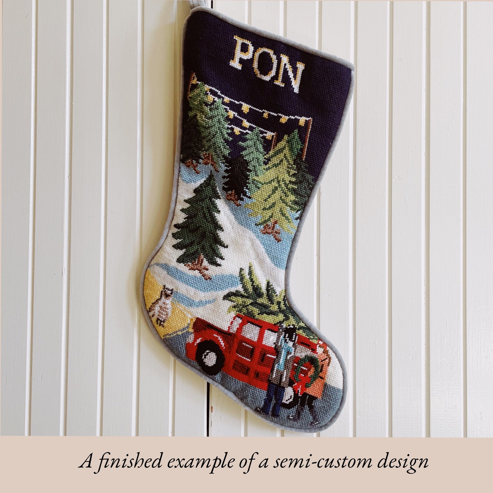 Tree Lot Needlepoint Christmas Stocking Kit Personalized - Etsy