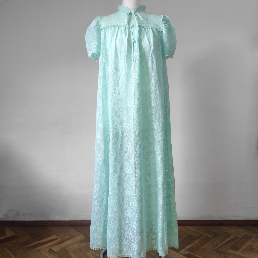 Vintage 1970's Nightgown Hanro/ 70's Long Nightgown/turquoise Nightie ...