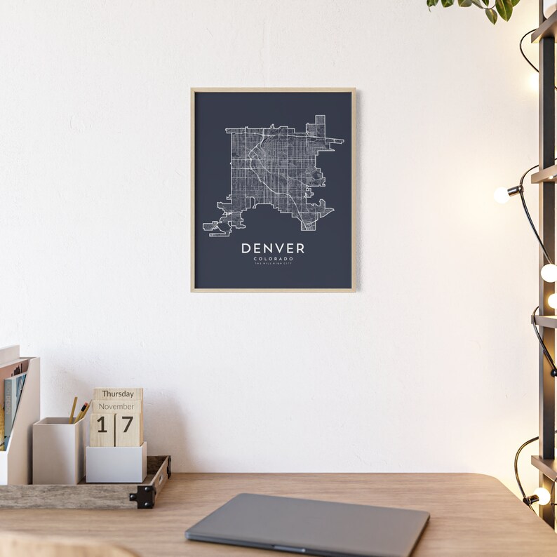 Denver Map Modern Art, State of Colorado Wall Art, Denver Map Poster ...