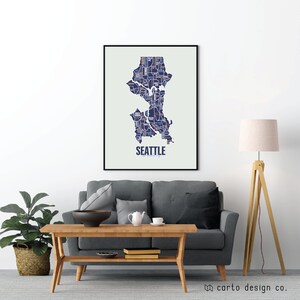 Seattle Neighborhoods Map Print: City Streets Art Poster - Etsy