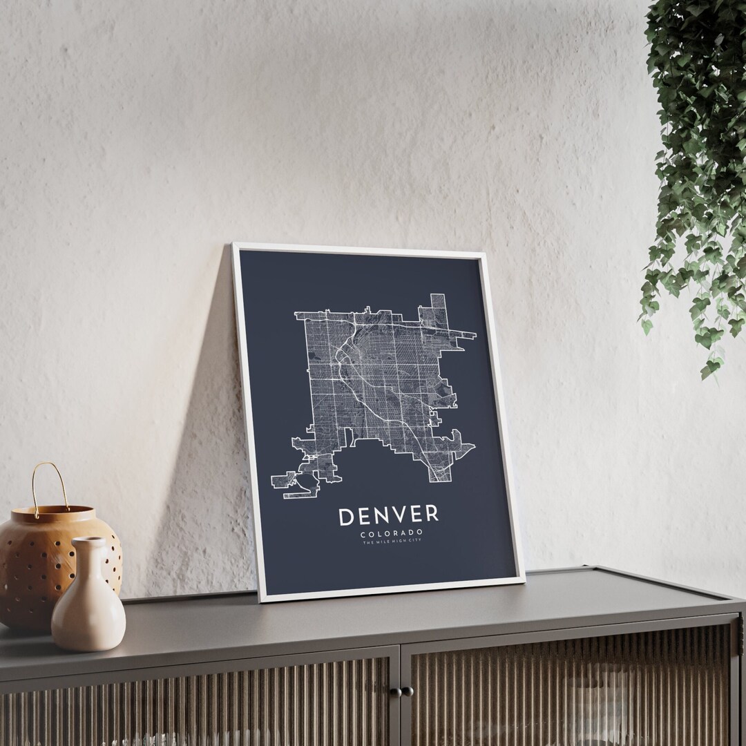 Denver Map Modern Art, State of Colorado Wall Art, Denver Map Poster ...