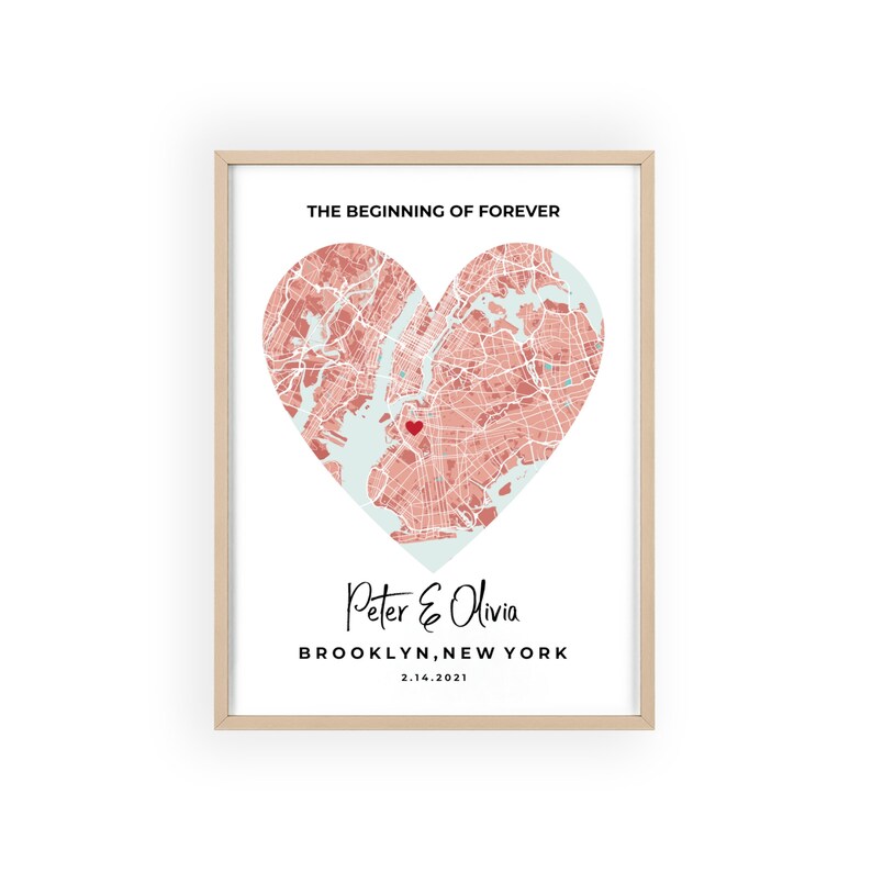 Heart Map Engagement Print – Custom Anniversary Gift - Etsy
