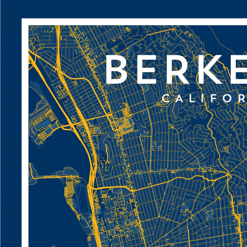 City Map Print - Berkeley Minimalist Wall Art - California Poster ...