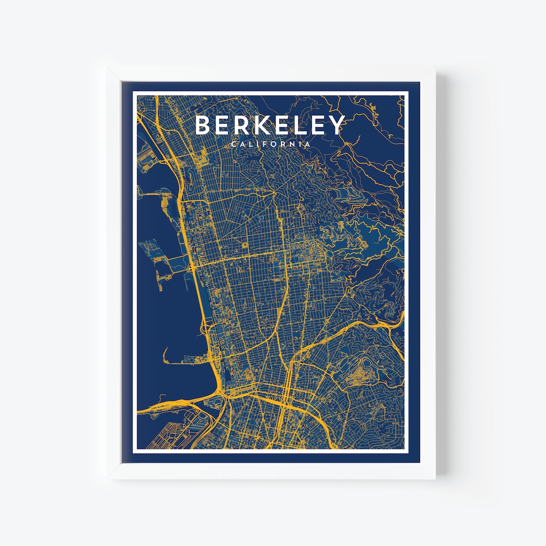 City Map Print - Berkeley Minimalist Wall Art - California Poster ...