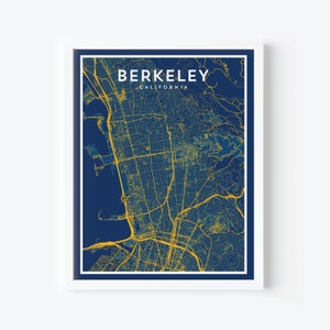 City Map Print - Berkeley Minimalist Wall Art - California Poster ...