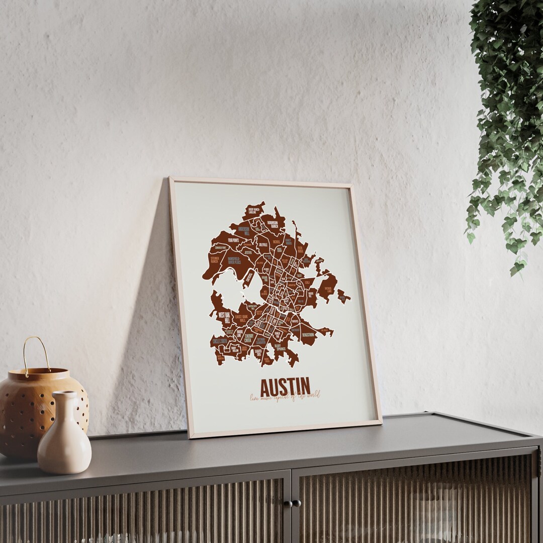 Austin Map Art - Texas Print - City Streets Wall Poster - Home Office ...