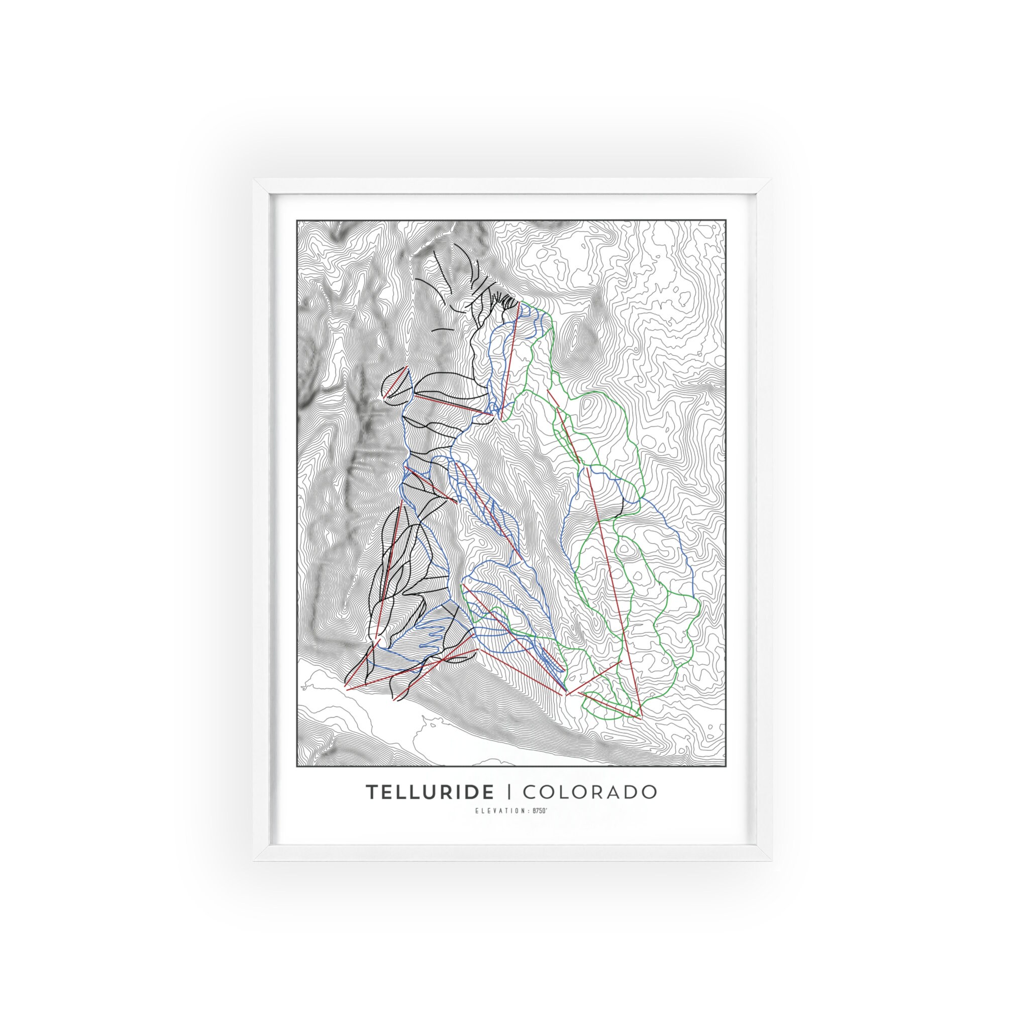 Telluride Ski Map Art Telluride Colorado Topographic Map Ski Decor Gift ...