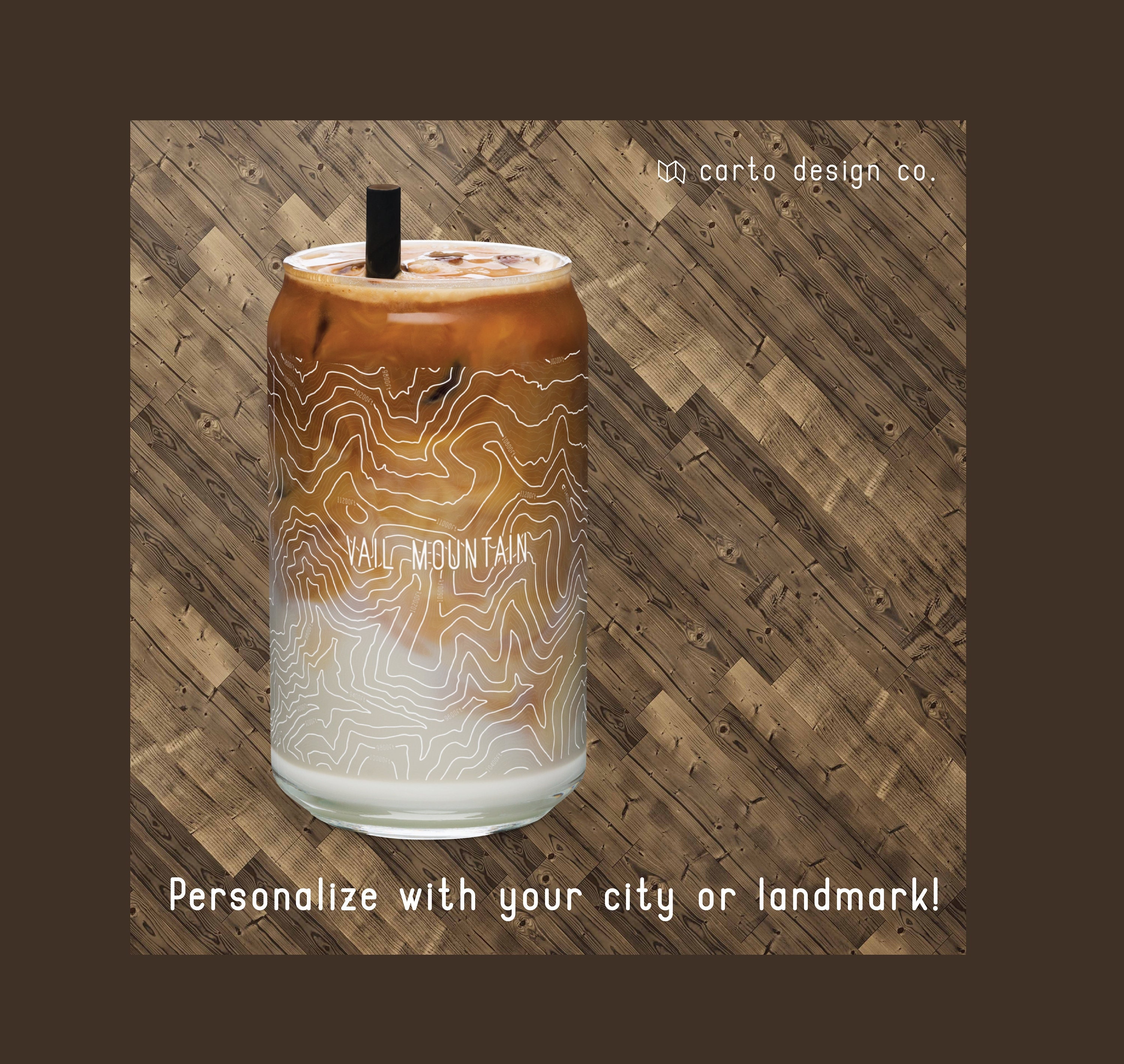 Custom City Map Glass, Custom Topographic Map, Personalized Can Shaped ...