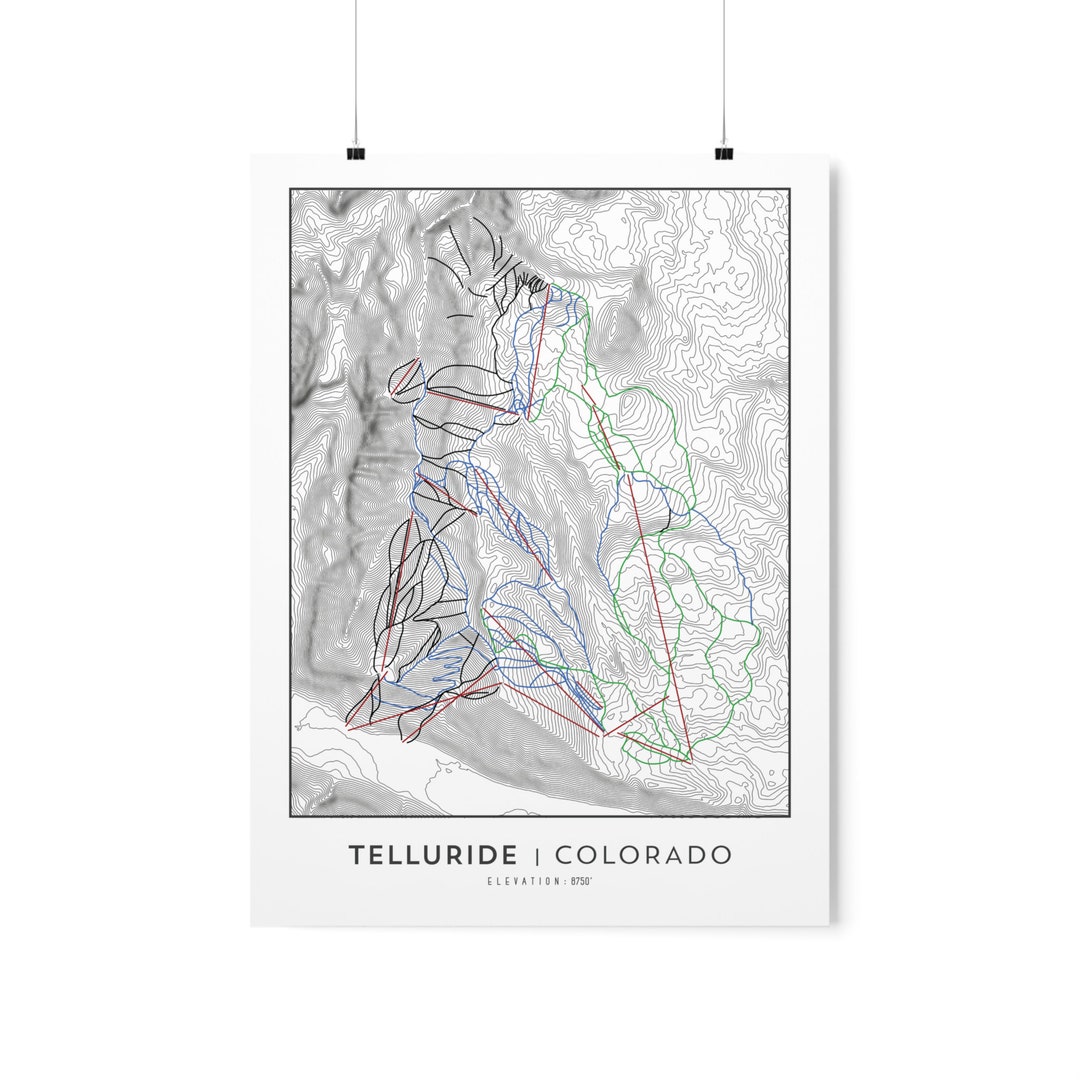 Telluride Ski Map Art - Telluride Colorado - Topographic Map - Ski ...