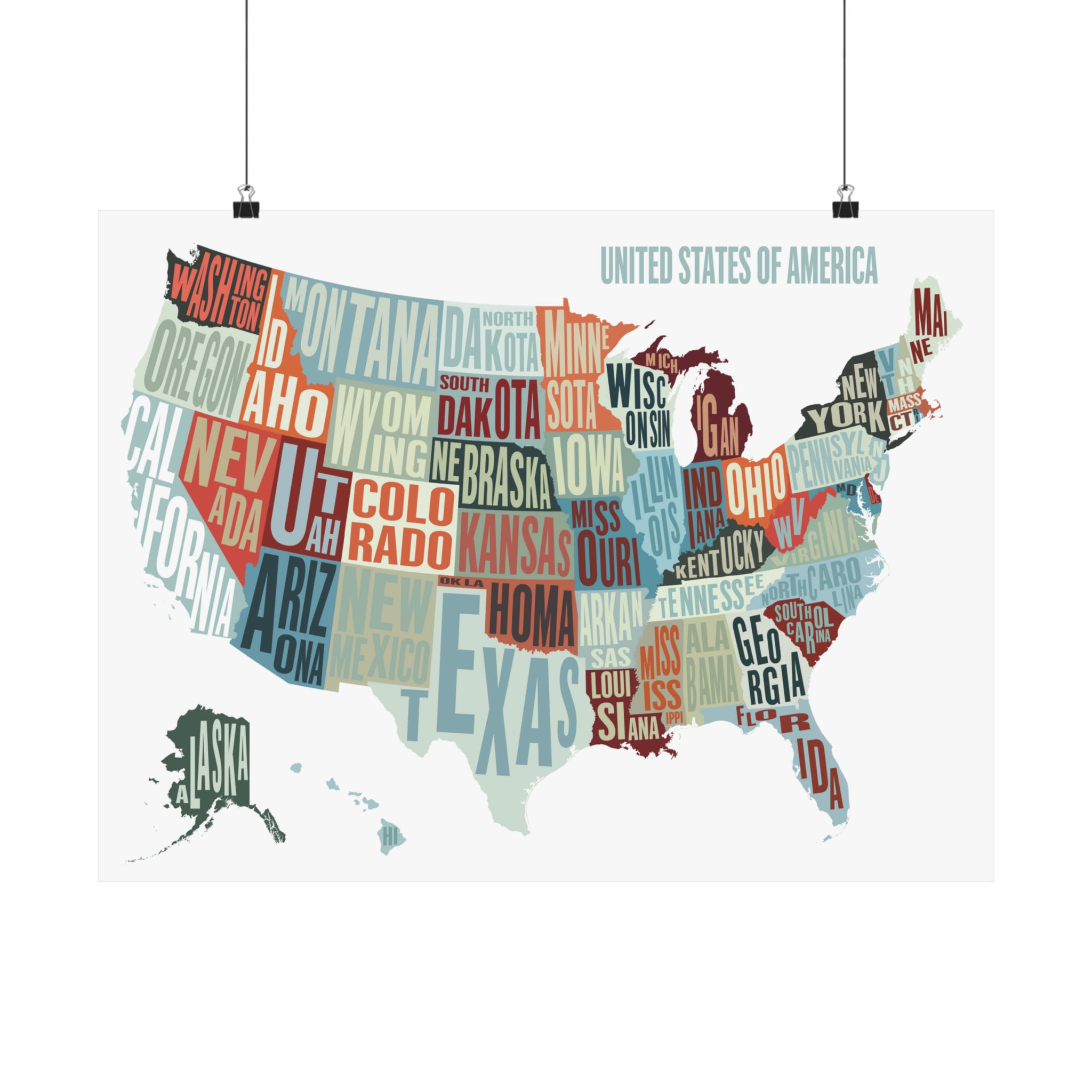 Map of United States, USA Map, USA Map Poster, Map of America, USA Map ...