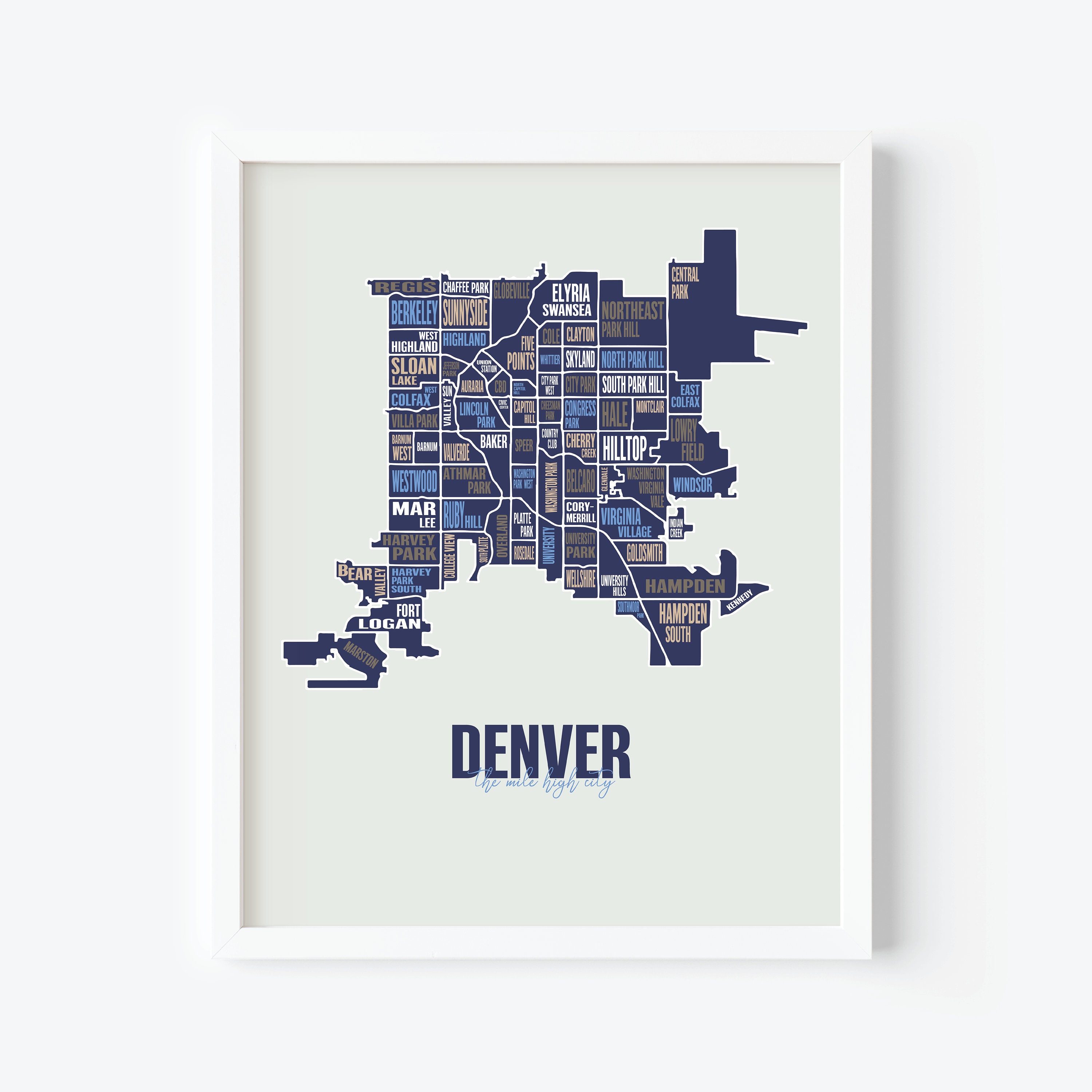 Denver Map Art - Colorado Print - City Streets Wall Poster - Home ...