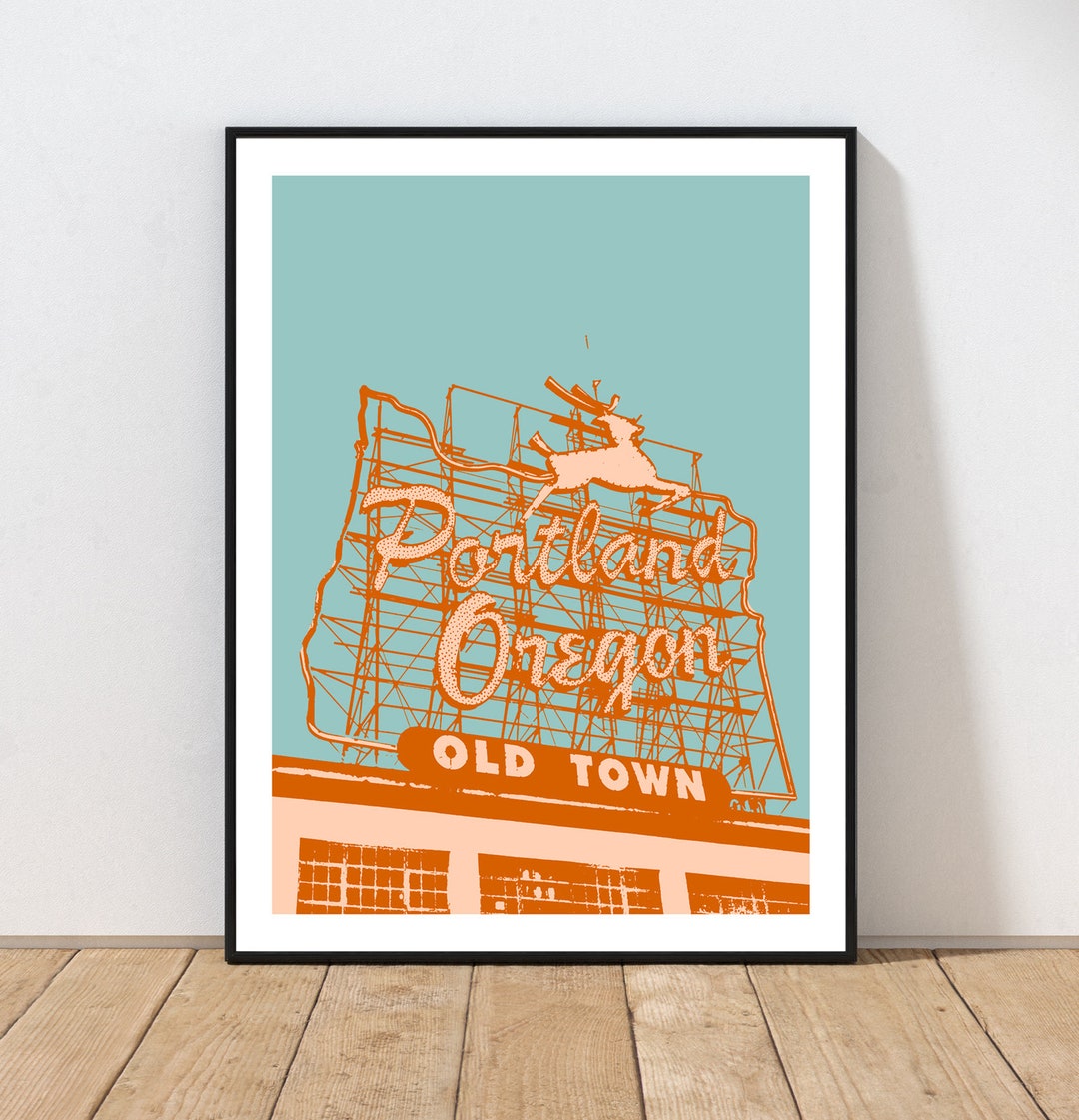 Portland Oregon Sign Art Print by Embarcadero Prints White Stag Sign ...