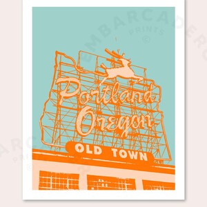 Portland Oregon Sign Art Print by Embarcadero Prints White Stag Sign ...